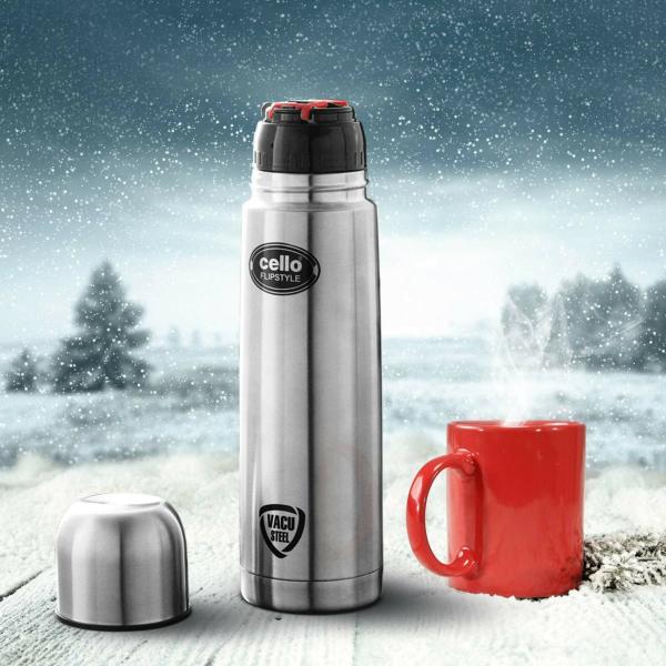 Cello Flip Style Stainless Steel Insulated Flask without Thermal Jacket ...