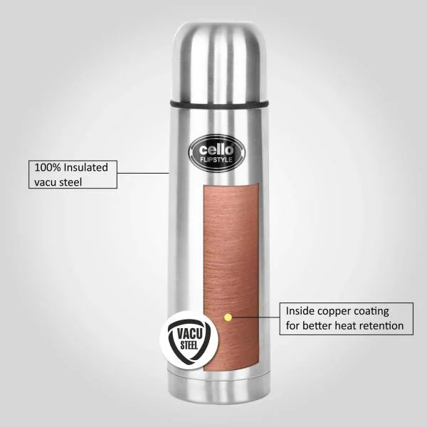 Cello Flip Style Stainless Steel Insulated Flask without Thermal Jacket ...
