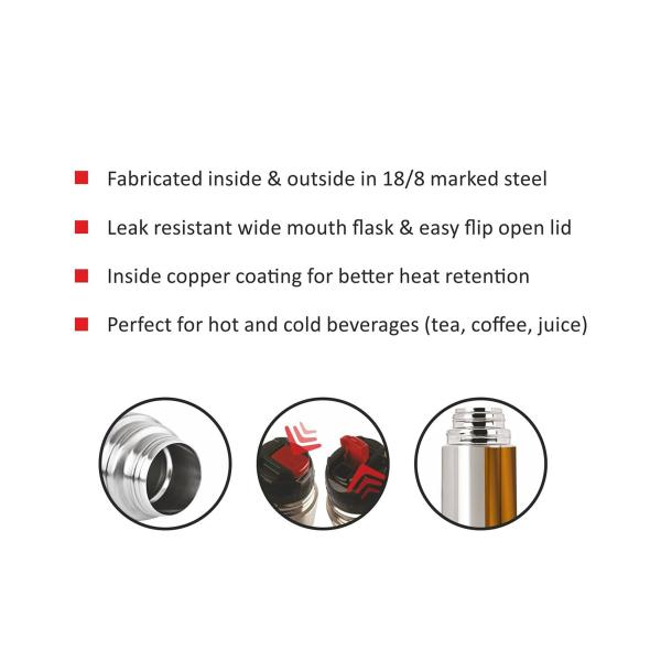 Cello Flip Style Stainless Steel Insulated Flask without Thermal Jacket ...
