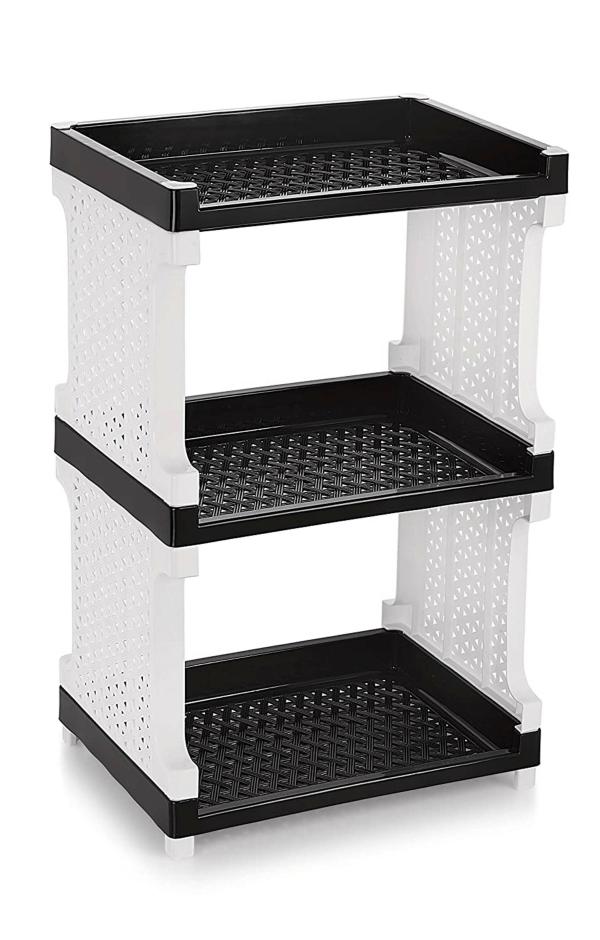 Nabhya Black Plastic 3 Layer Multipurpose Storage Organizer Rack for ...