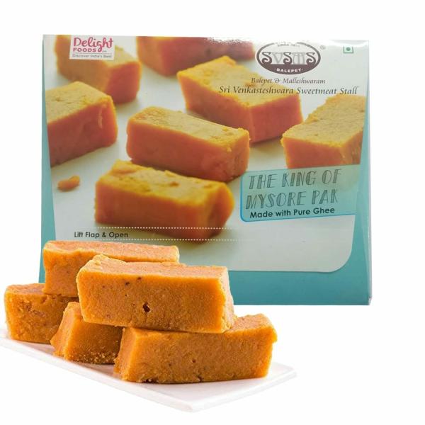 Delight Foods Original Balepete Pure Ghee Mysore Pak 400g + Greeting ...