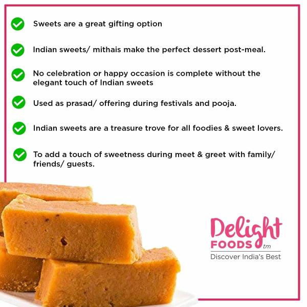 Delight Foods Original Balepete Pure Ghee Mysore Pak 400g + Greeting ...