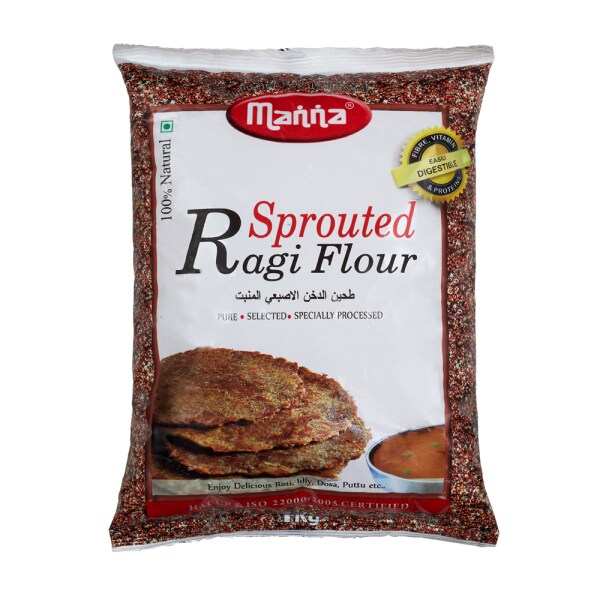 Manna Sprouted Ragi Flour, 2kg | 100% Natural Sprouted Finger Millet ...