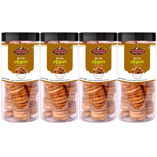YUM YUM Premium Dry Figs Anjeer 1kg (Pack of 4-250g Jar Each - JioMart