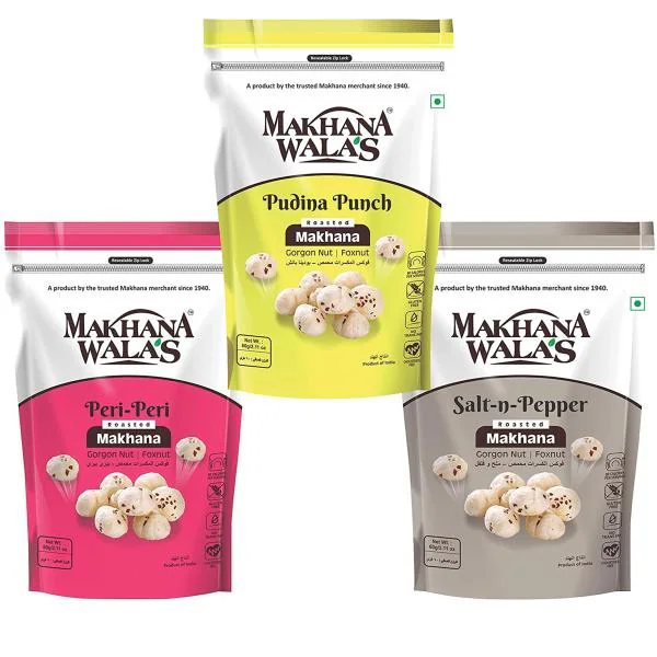 Makhanawalas Roasted And Flavored Makhana Peri-Peri, Pudina Punch, Salt ...