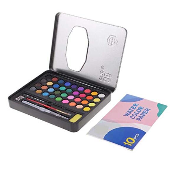 FRKB Watercolor Cakes Set Art Painting Kit with Watercolor Paper, 36 ...