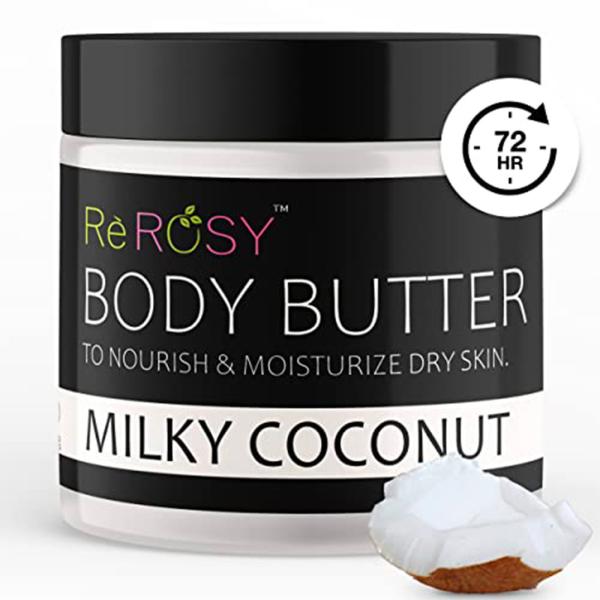 Re Rosy Natural Coconut Body Butter - Handmade, Deep Hydration & Nourishment, Pure Coconut Oil ...