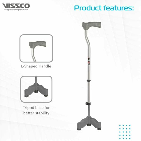 Vissco Avanti L Shape Tripod Walking Stick , Light Weight & Adjustable ...