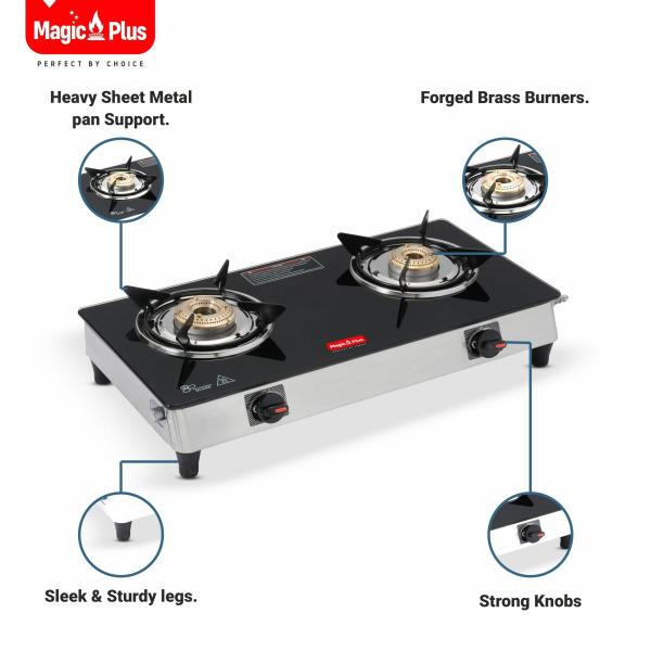 MAGIC plus 2 Burner SPENCER Glass Top Gas Stove - JioMart