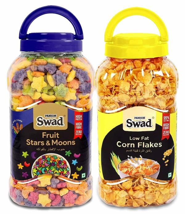 Swad Breakfast Cereal Fruit Stars N Moons & Corn Flakes (Multigrain ...