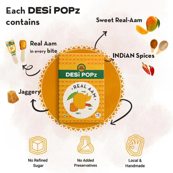 Go Desi Real Aam Pop, Mango candy, Desi Popz, Aam Lollipop, Fruit ...