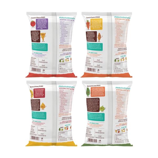 Timios Snacks Mix Flavours Pack of 24 | Stars -6, Sticks -6, Rings -6 ...