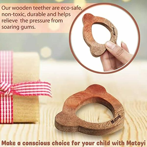 Matoyi Brown Non-Toxic Heart Shaped, Bear Head and Sheep Shaped Teether ...