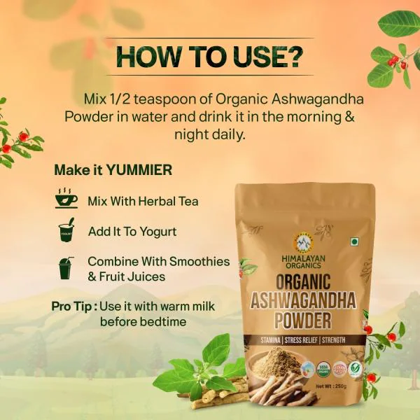 Himalayan Organics Certified Organic Ashwagandha Powder Withania ...