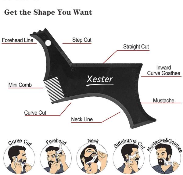 Xester Black Plastic Beard Shaping And Styling Tool With Comb (Pack Of ...