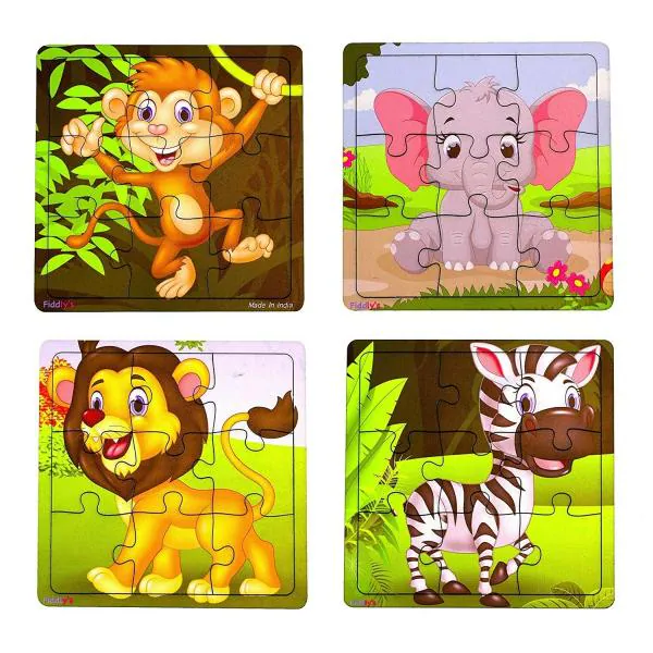 Fiddly's Animals Wood Jigsaw Puzzles for Kid and Childrens 9 Pieces ...