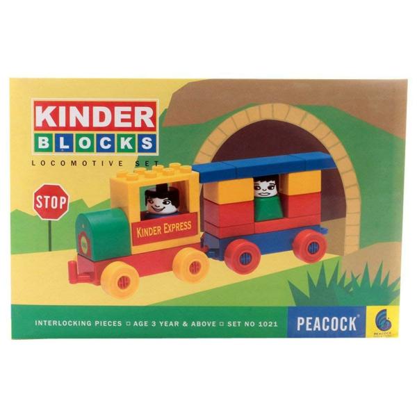 PEACOCK Kinder Blocks Locomotive Set, Multicolor (Set of 18 Pieces ...