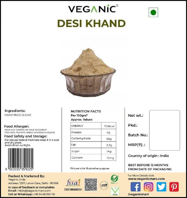 Veganic Unrefined Desi Khand/Khhand | Khandsari Sugar | Sulphur-free ...