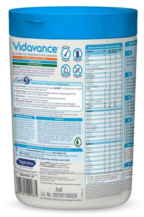 Vidavance Advanced Nutrition for Diabetes and Pre-Diabetes - 400g Jar ...