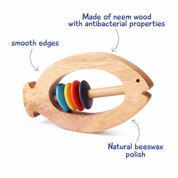 Fish Shaped Neem Wooden Rattle (0-2 years) - JioMart