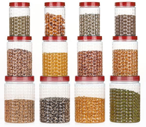 SELECTOR Maroon Plastic Grocery Container (350, 750 And 1200 ml)Pack of ...