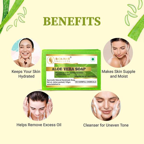 Badahair Aloe Vera Handmade Bath Soap With Vitamin E, Glycerine, 125 G ...
