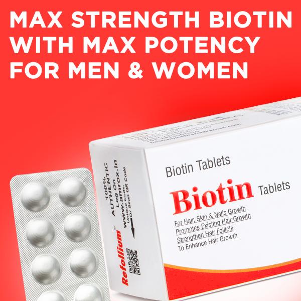 Refollium Biotin 10000 mcg Maximum Strength For Hair Growth ,Skin and ...