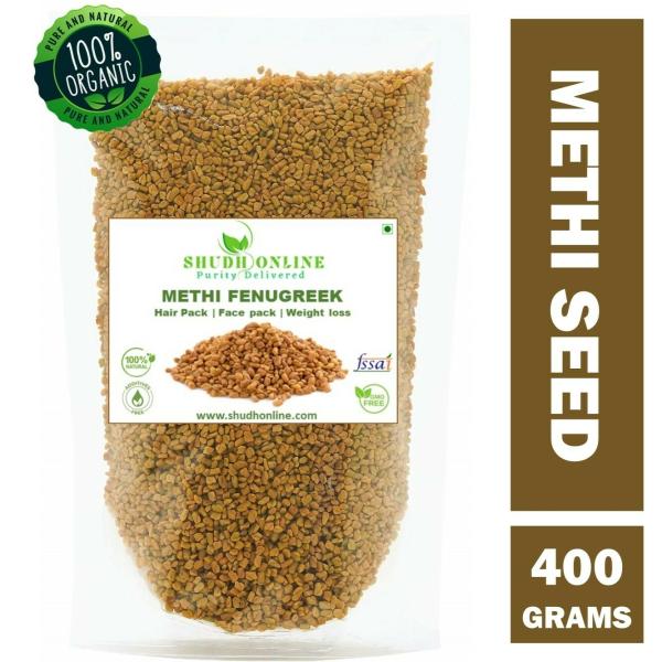 Shudh Online Fenugreek Seeds (400 g), Whole Methi Dana Seeds (Menthulu ...