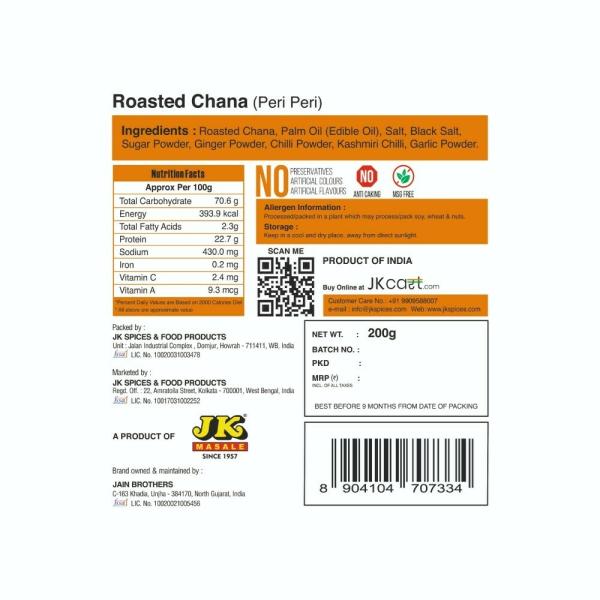 Chaskaah Peri Peri Chana 600g (200gx3) by JK | Bhuna Chana | Roasted Masala Chickpeas Roasted ...