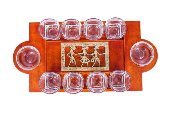Olha-O | Ethnic Gifting & Decor Shot Tray Rectangular Jaali In Mango ...