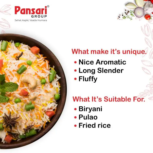 Pansari Royal Basmati rice, Long Grain | Biryani Rice, Pulao Rice (5 ...