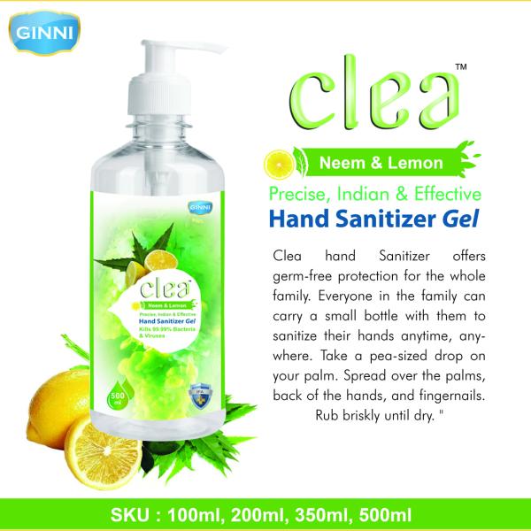 Clea Neem & Lemon Hand Sanitizer Gel Kills 99.99% Bacteria & Viruses ...