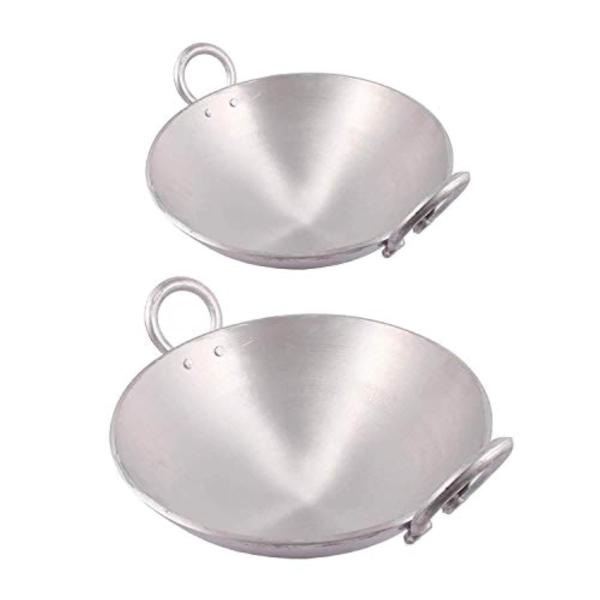 Super HK Silver Aluminium Kadai 2.5 L and 4 L (Pack of 2) - JioMart
