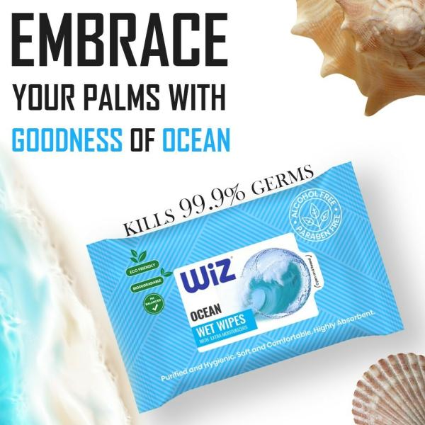 WiZ Ocean Refreshing Wet Wipes - 25 Pulls Pack of 3 - JioMart