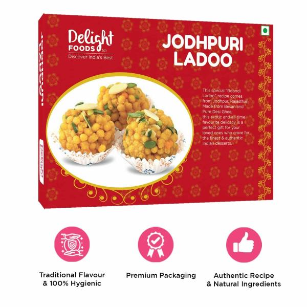 Delight Foods Pure Desi Ghee Jodhpuri Boodi Ladoo (Laddu) 400g | Diwali ...