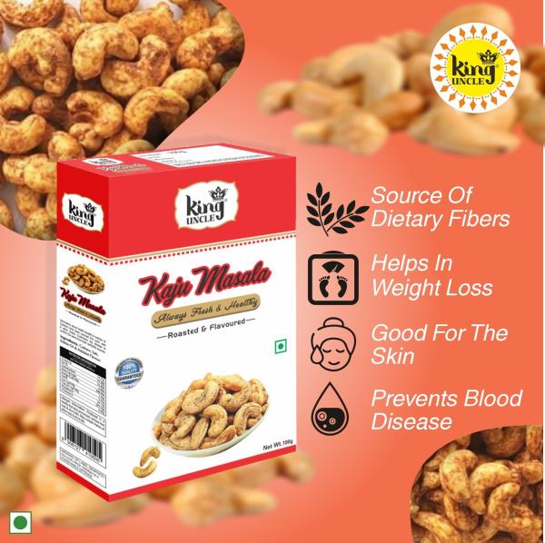 King Uncle Masala Kaju / Cashew W-240 100 Gram (Roasted) | Roasted Kaju ...