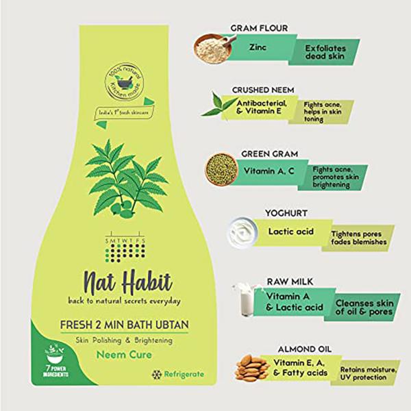 Nat Habit Fresh Neem Cure Body Ubtan, 2 Minute Bath Scrub | For Skin ...