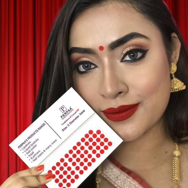 PERPAA Kumkum Red Round Bindi Book for Ladies Forehead (Stick On) (Size 5, Diameter 6mm) - JioMart