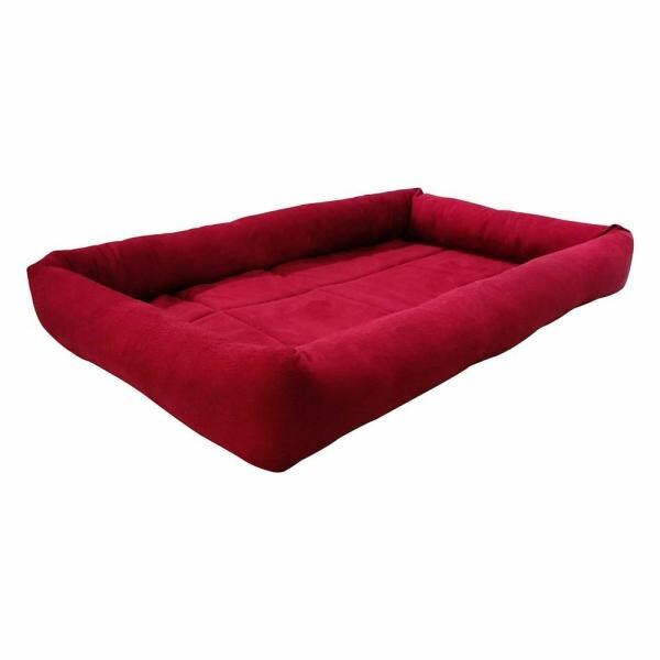 Hiputee Red Rectangular Soft Velvet Pad Bed For Dogs And Cats (S) - JioMart