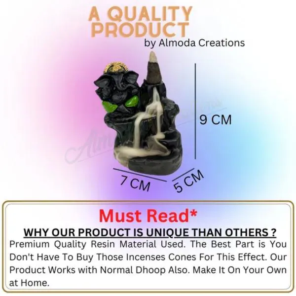 Almoda Creations Lord Ganesha Smoke Backflow Cone Incense Holder ...