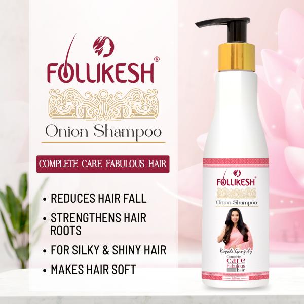 Follikesh Onion Hair Shampoo - Red Onion Shampoo for Hair Fall Control, Reduce Dandruff ...