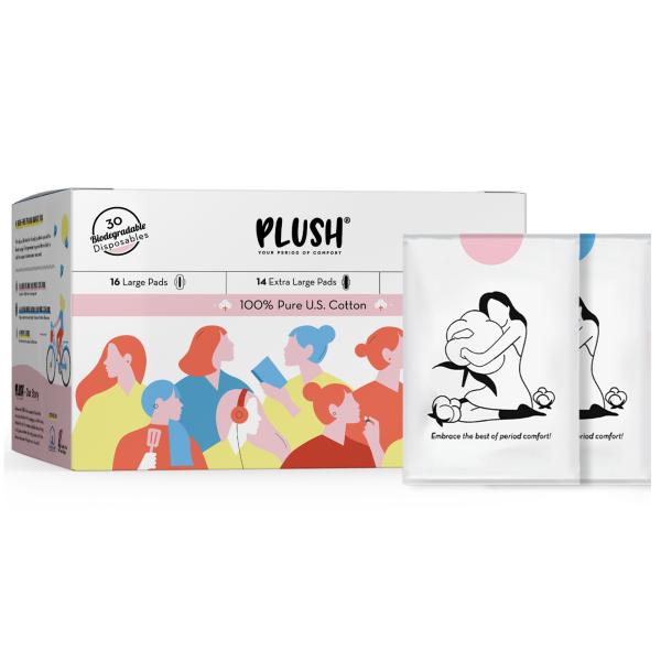 Plush Ultra-Thin Curated Sanitary Pads with Disposables - 30 Pcs - L ...