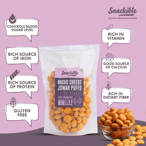 Snackible Nacho Cheese Jowar Puffs 100gm - JioMart