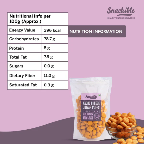 Snackible Nacho Cheese Jowar Puffs 100gm - JioMart