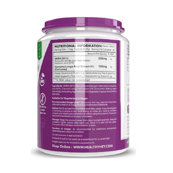 HealthyHey Nutrition AKBA with 85% Boswellic Acid and Curcumin ...