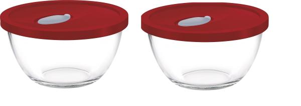 Treo Glass Mixing Bowl Set with Lid (1 Ltr, Assorted, 2 Pcs ...