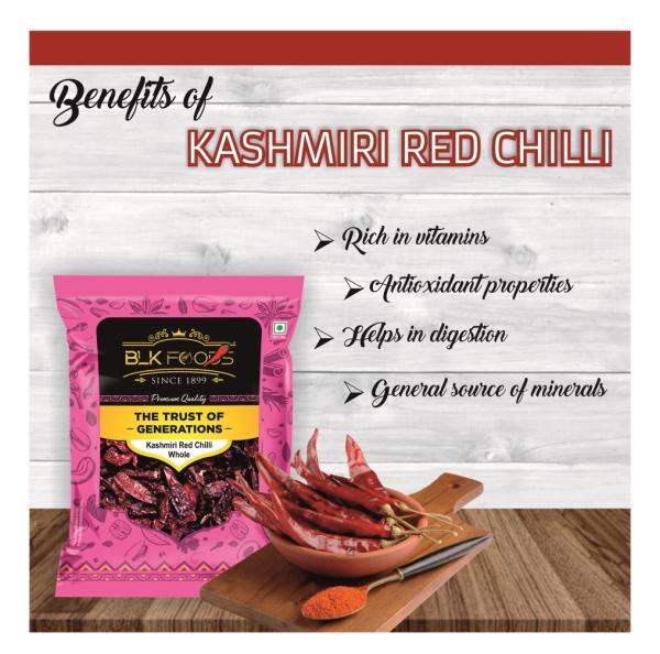 BLK Foods Select Kashmiri Red Chilli Whole (Less Spicy | Natural Red ...