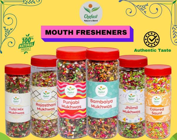 Chefast Bombaiya Mukhwas, Tulsi Mix Mukhwas & Colored Saunf Pack of 3 ...