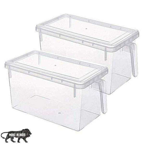 Fridge Storage Pack of 2 Refrigerator Organizer Container Square Handle ...