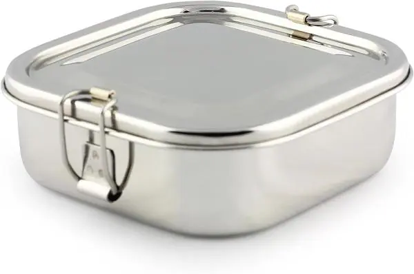 JVL Silver Stainless Steel Small Square Single Layer Tiffin Box With ...
